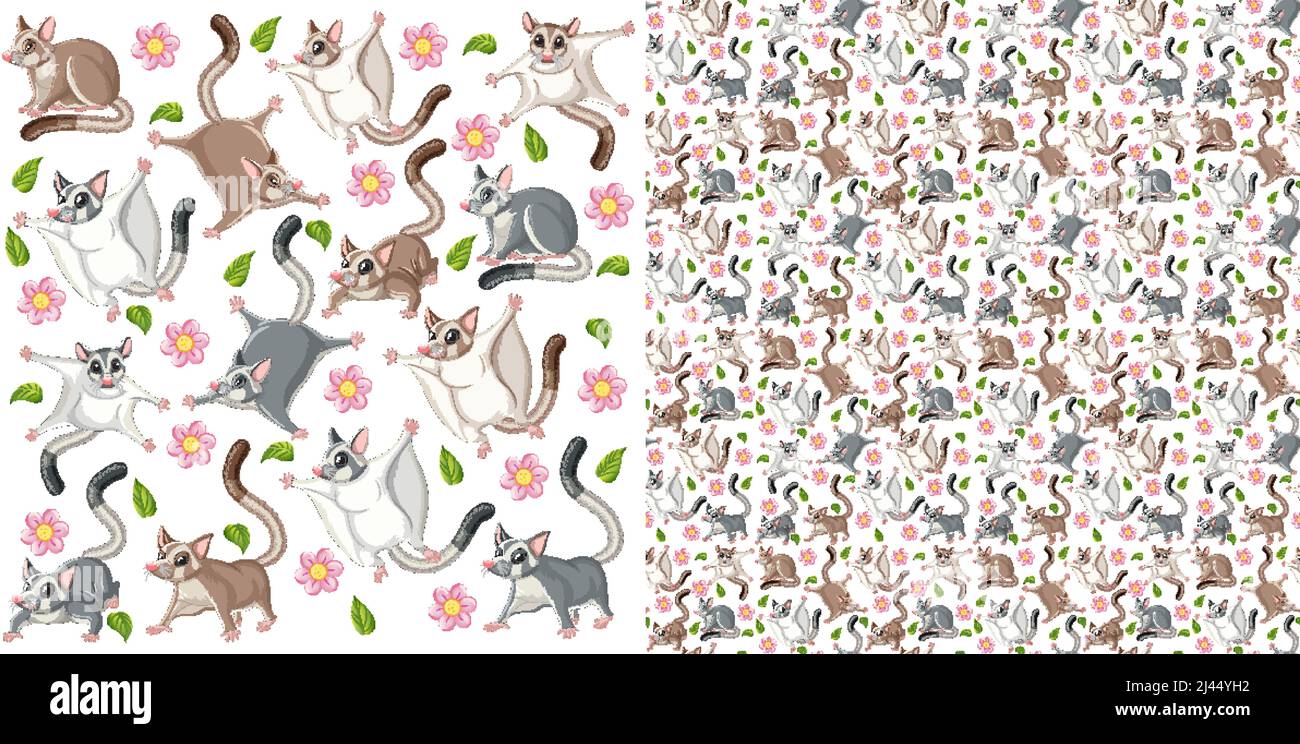 Seamless pattern with cartoon wild animals illustration Stock Vector ...
