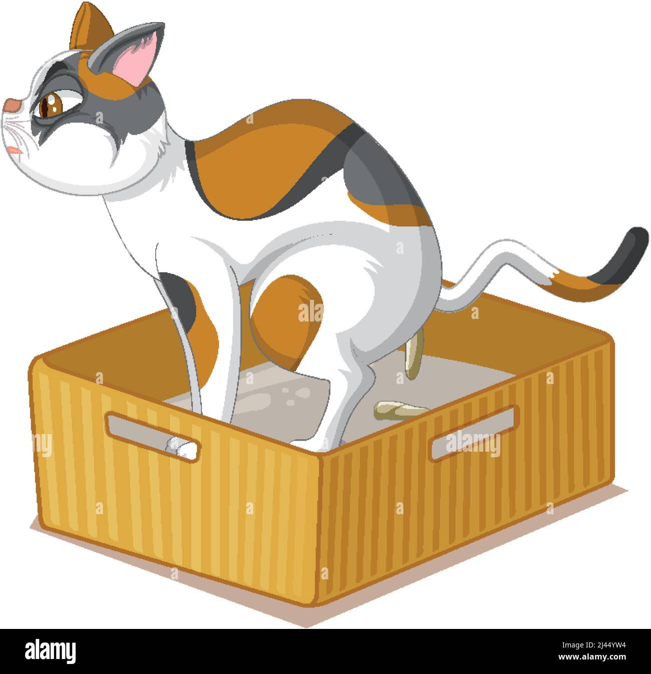 Cartoon cat pooping on sand box illustration Stock Vector Image & Art ...
