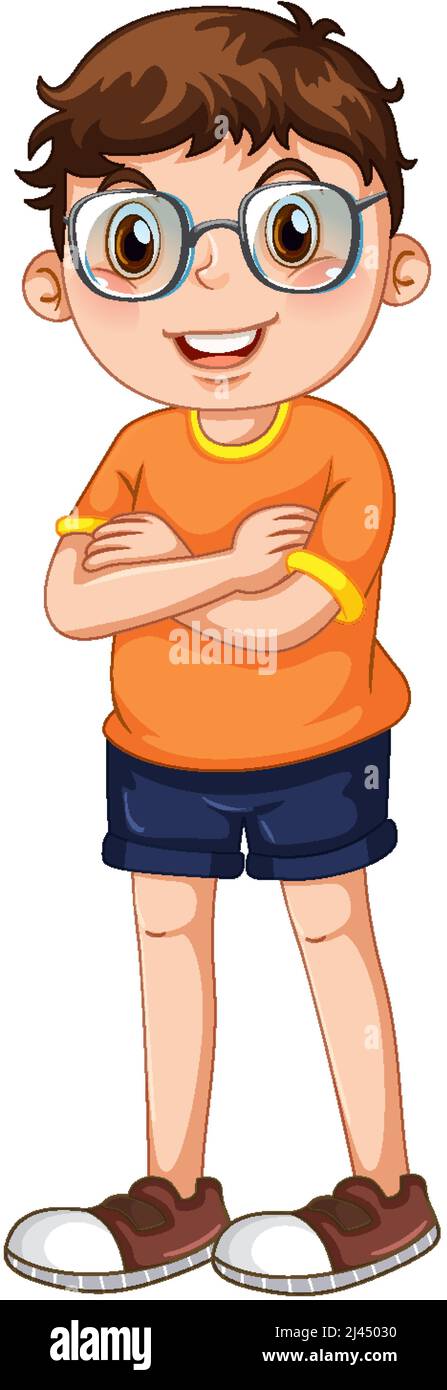 Cute boy cartoon character on white background illustration Stock ...