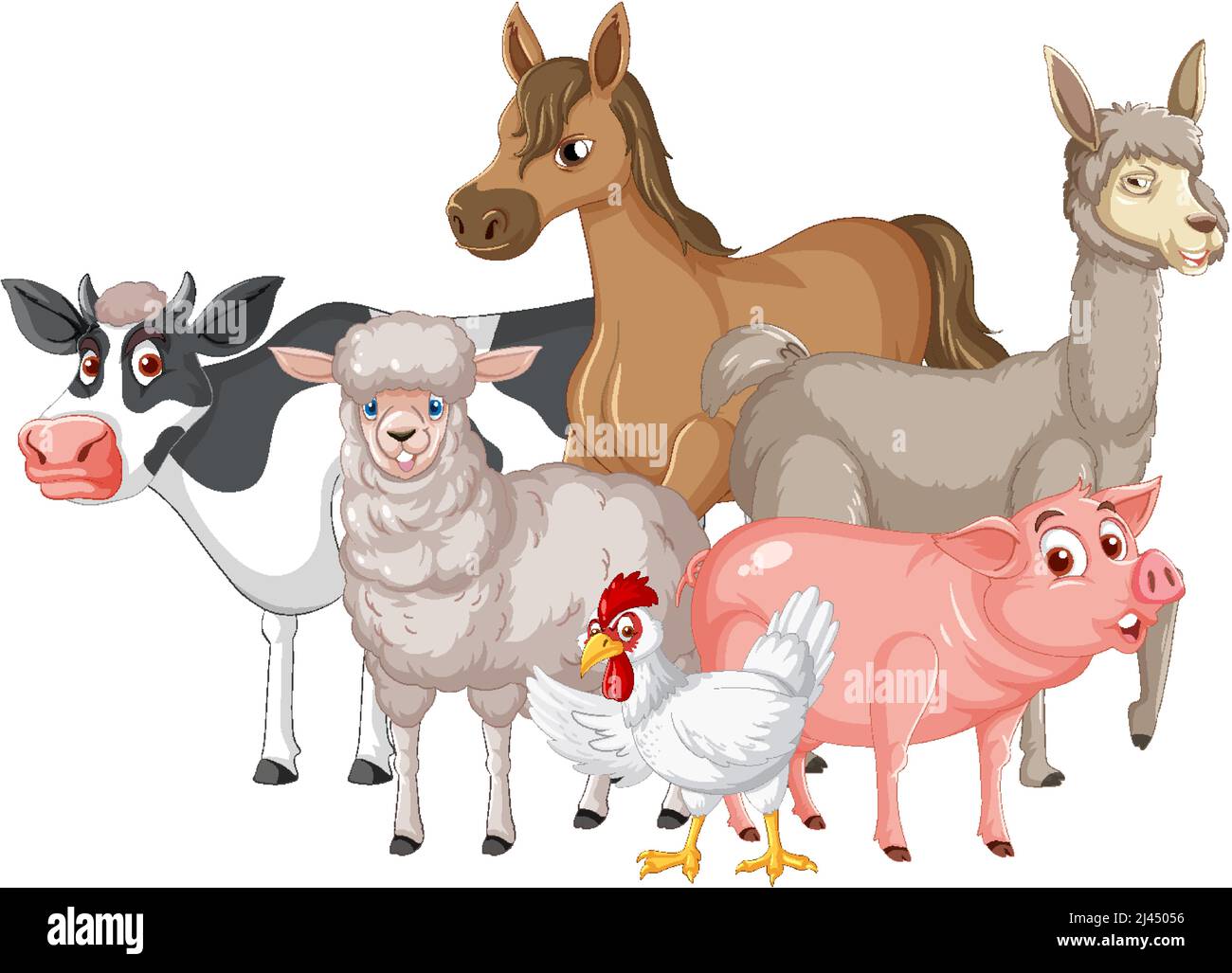 Many happy animals standing illustration Stock Vector Image & Art - Alamy
