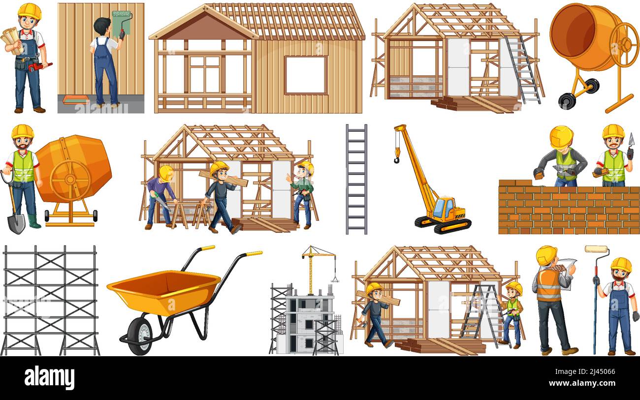 Set of construction site objects illustration Stock Vector Image & Art ...