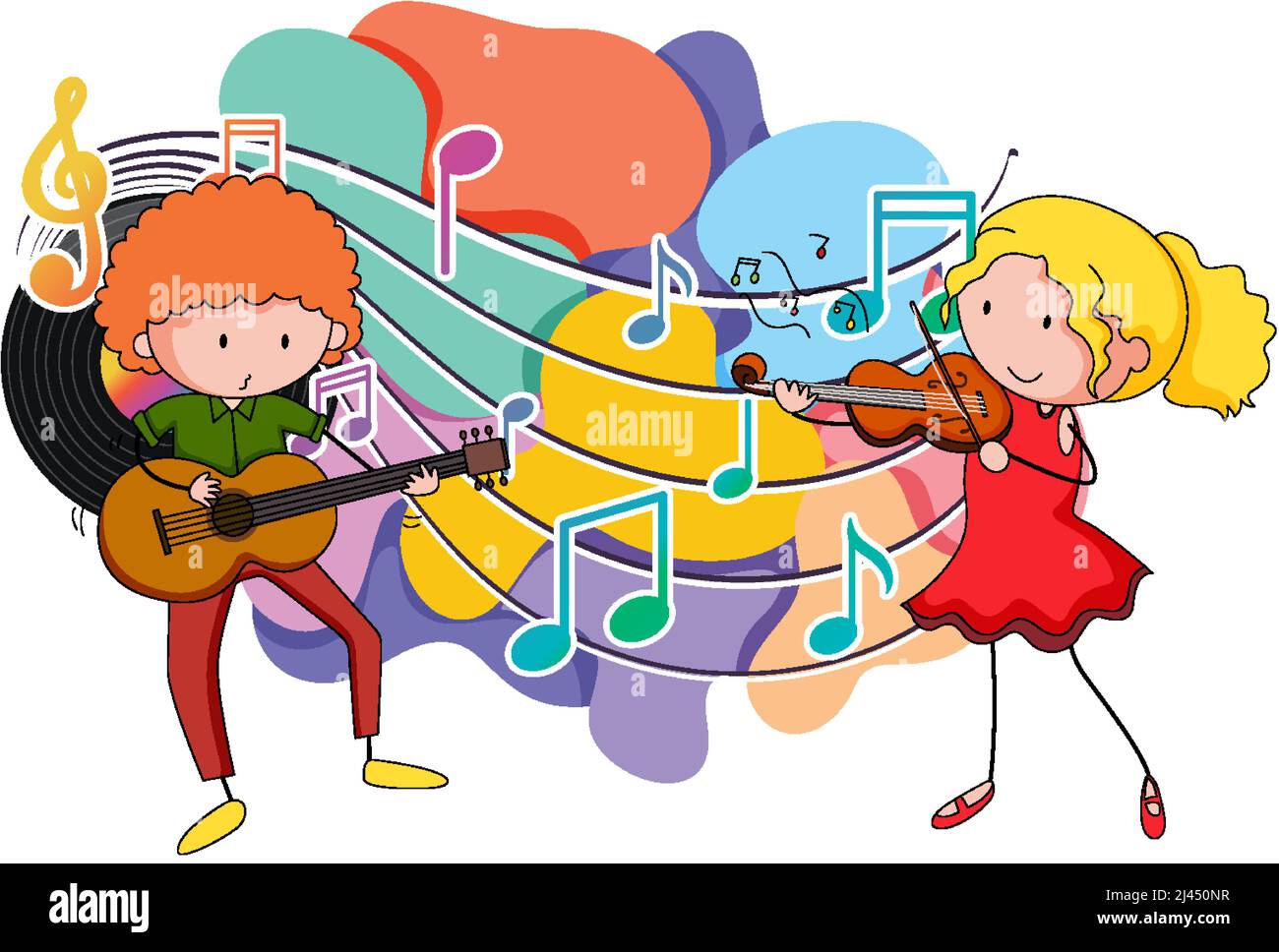Musician cartoon with music melody symbols illustration Stock Vector ...