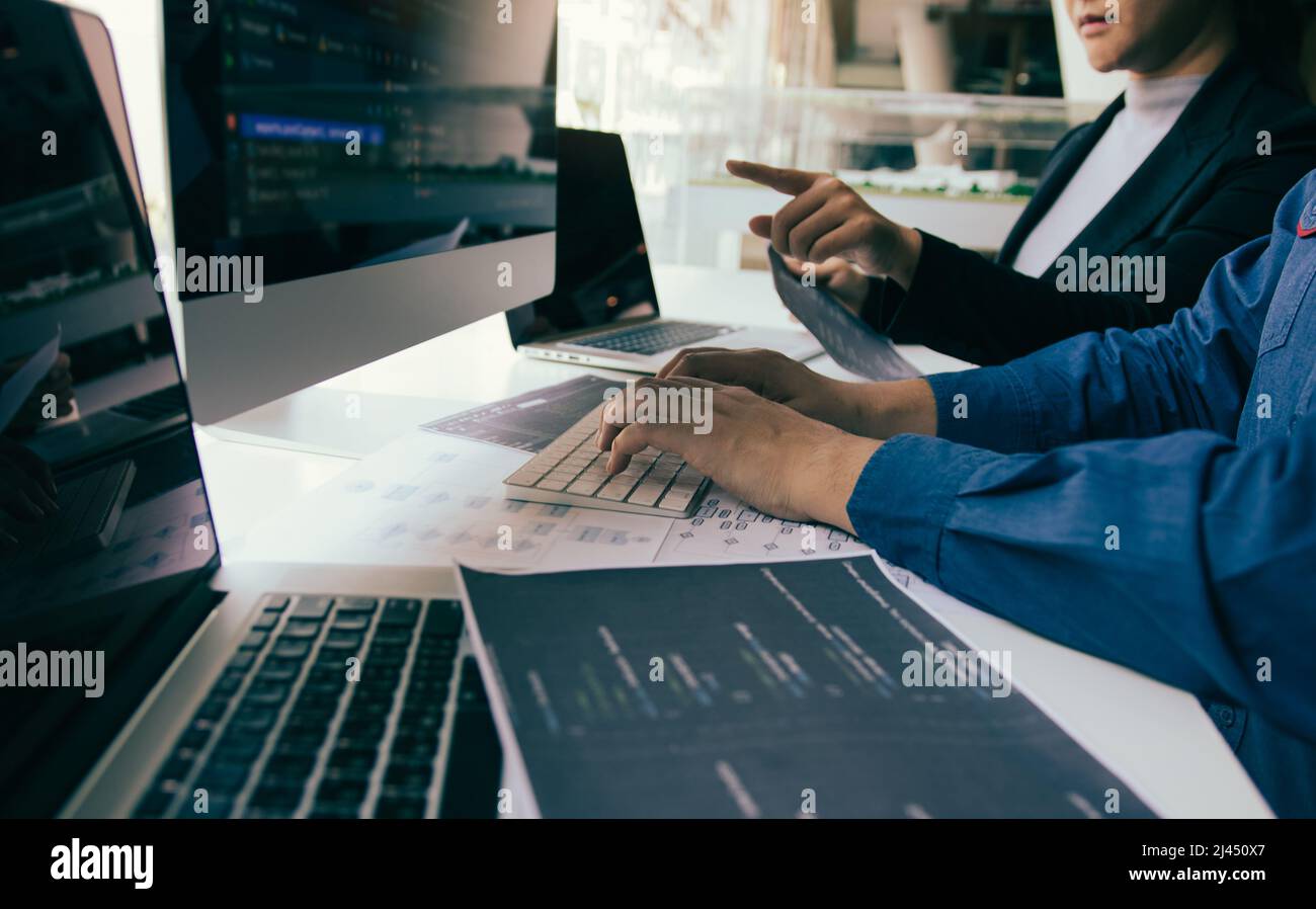 Professional development programmer cooperating meeting programming website working a software ...