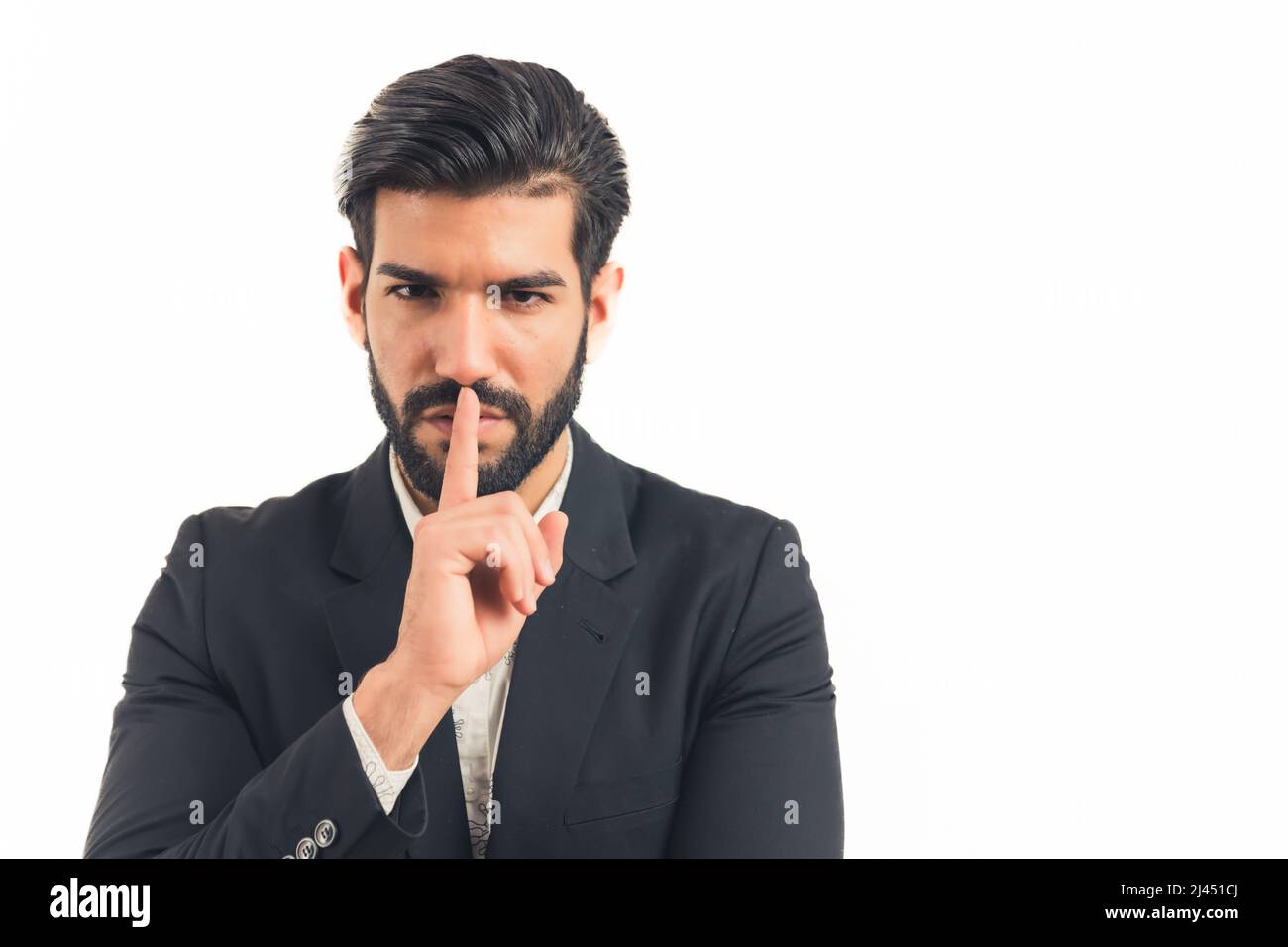 keep it a secret white background studio shot copy space medium closeup ...