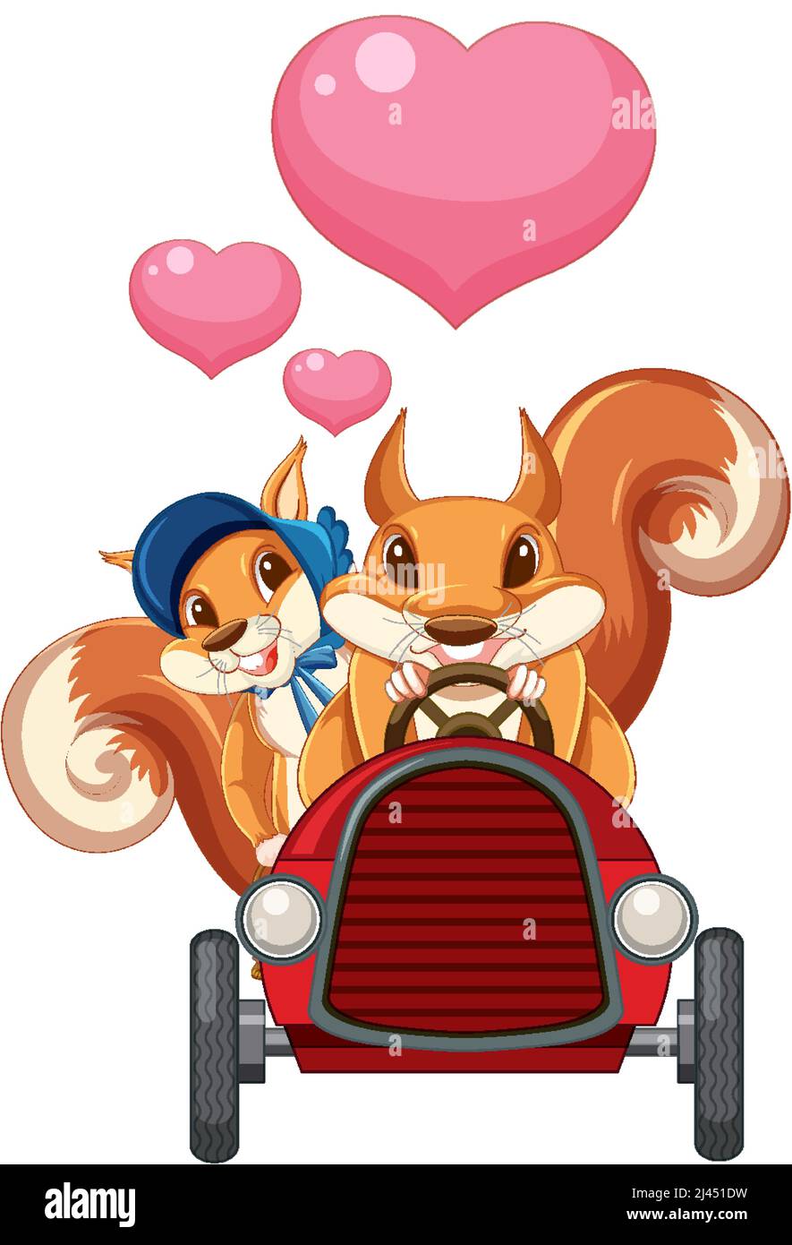 Cute squirrel driving red car illustration Stock Vector Image & Art - Alamy