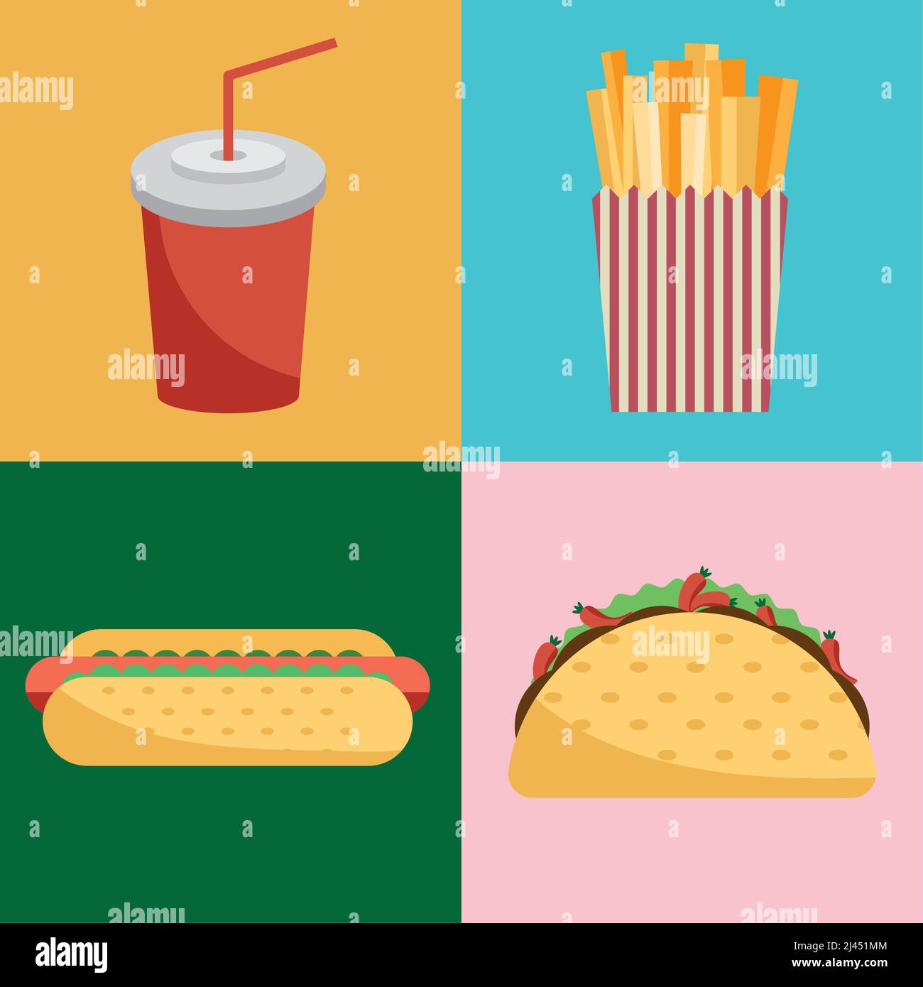 four fast food products icons Stock Vector Image & Art - Alamy