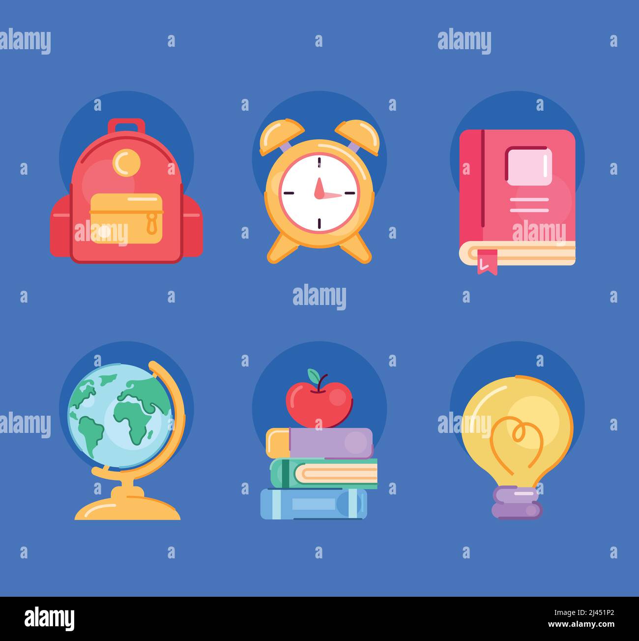 six school supplies set icons Stock Vector Image & Art - Alamy