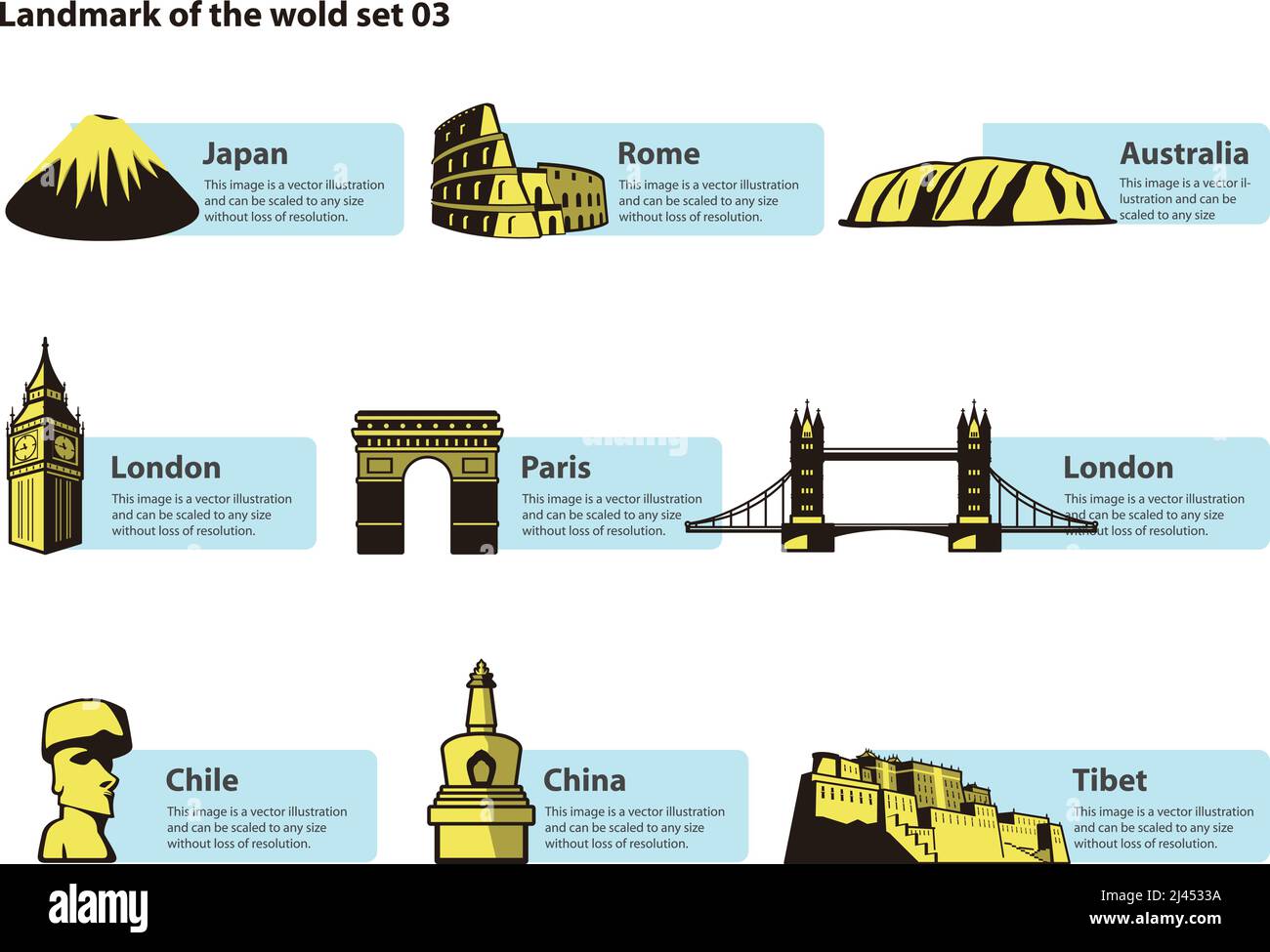 landmarks of the world, label of famous place, vector Stock Vector ...