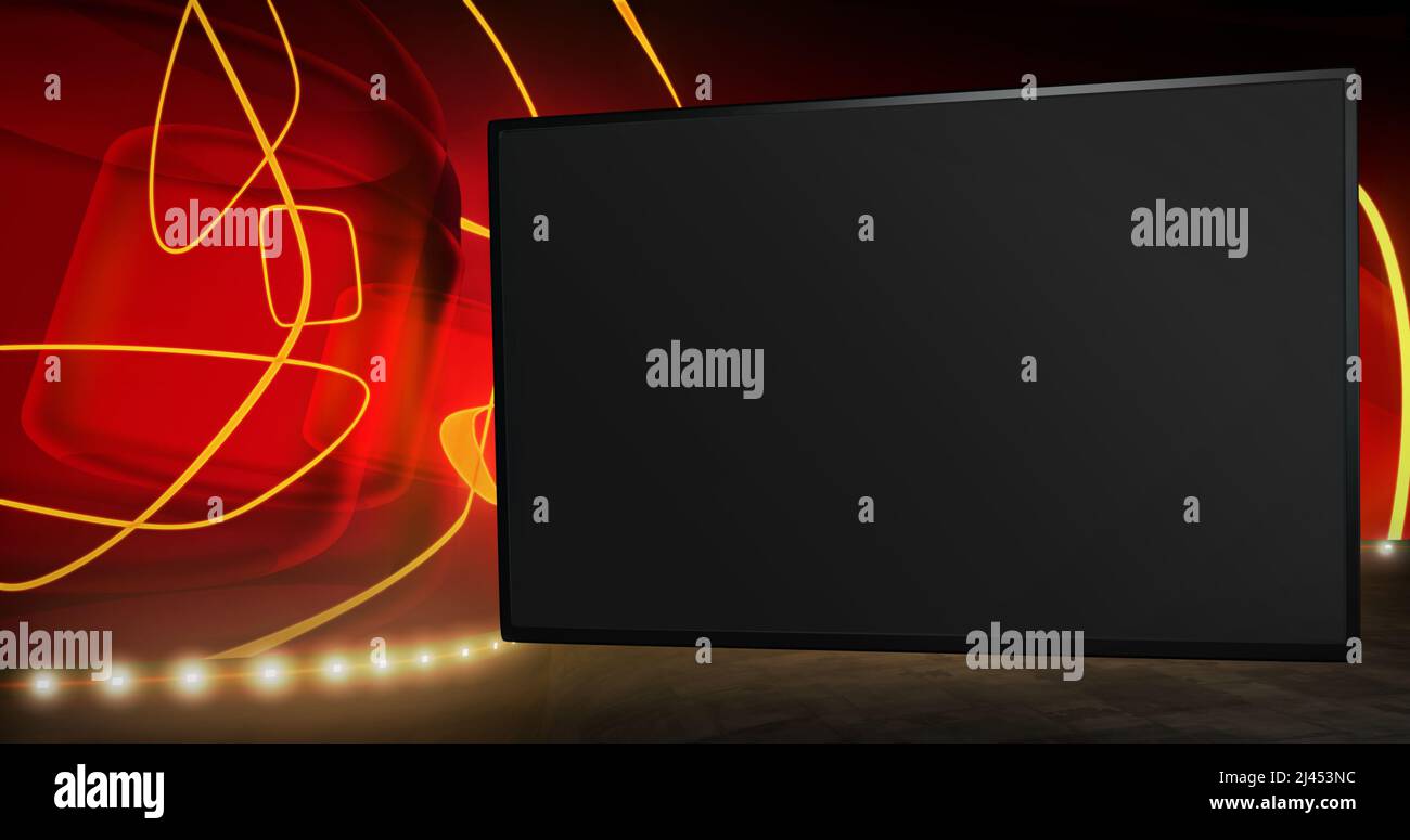 Cinematic virtual studio background with an empty monitor, ideal for TV ...