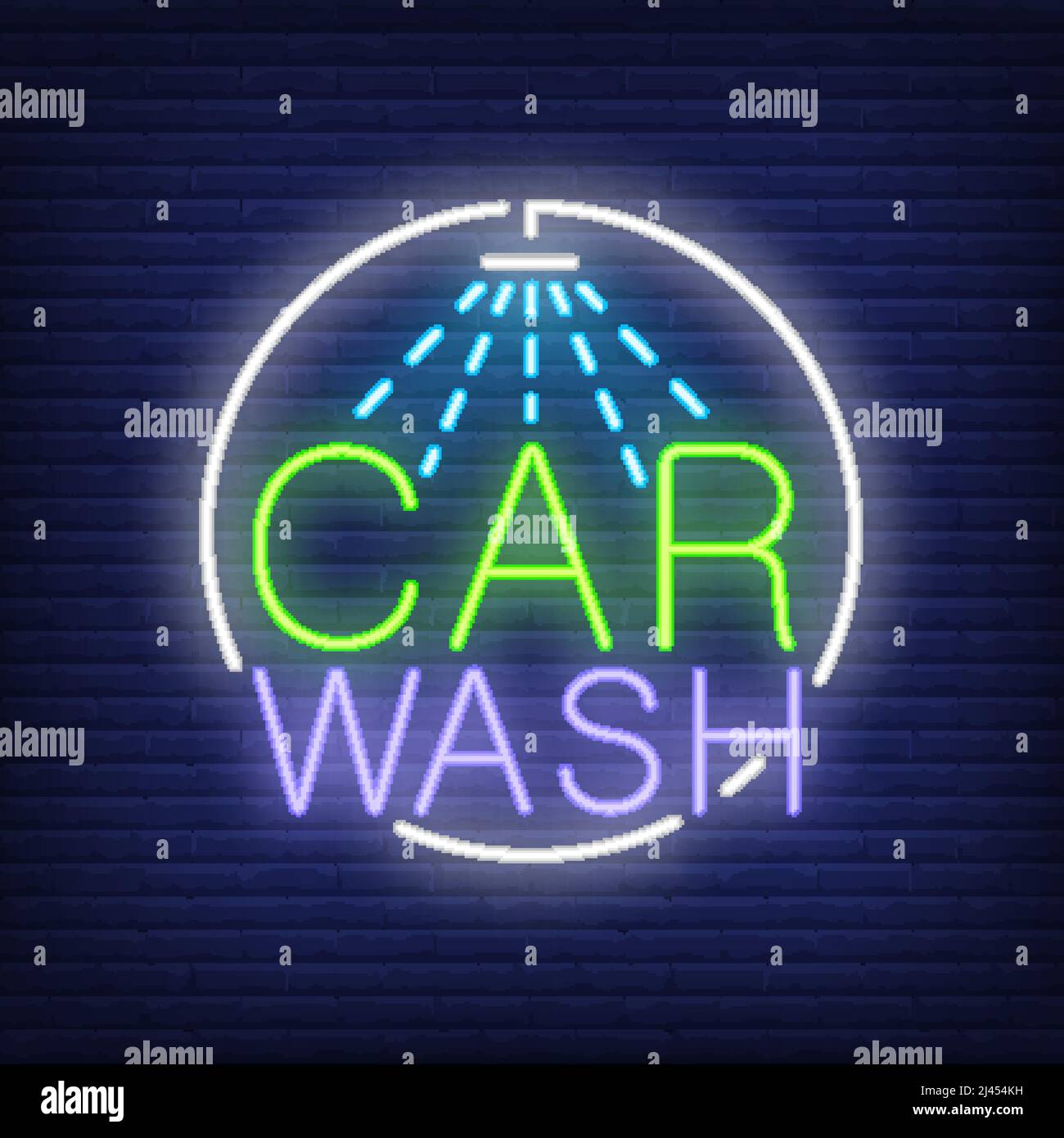 Car wash neon text and shower logo. Neon sign, night bright ...
