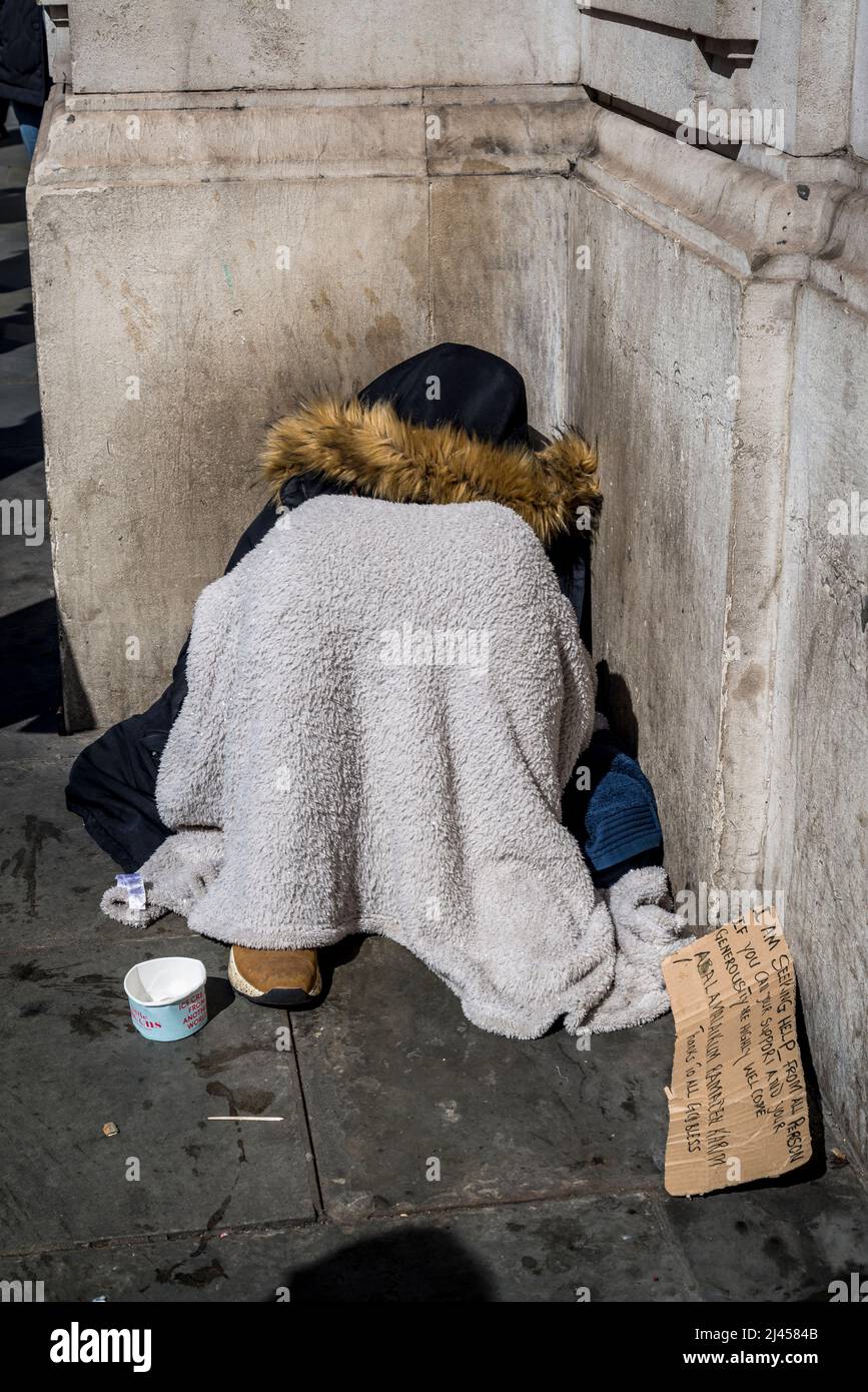 A homeless person in central London, London, England, UK Stock Photo ...