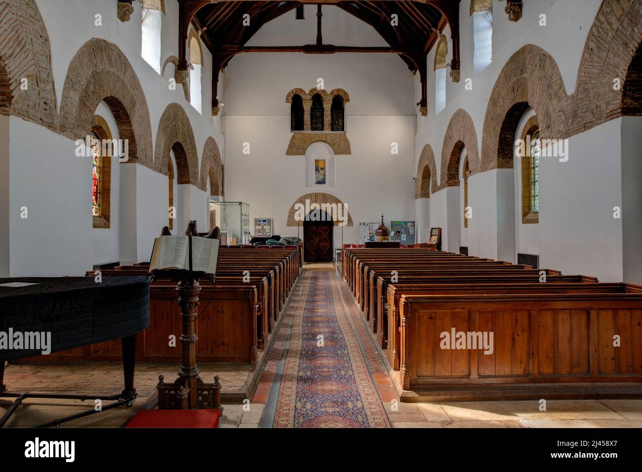The interior of the Anglo Saxon church of All Saints, Brixworth ...