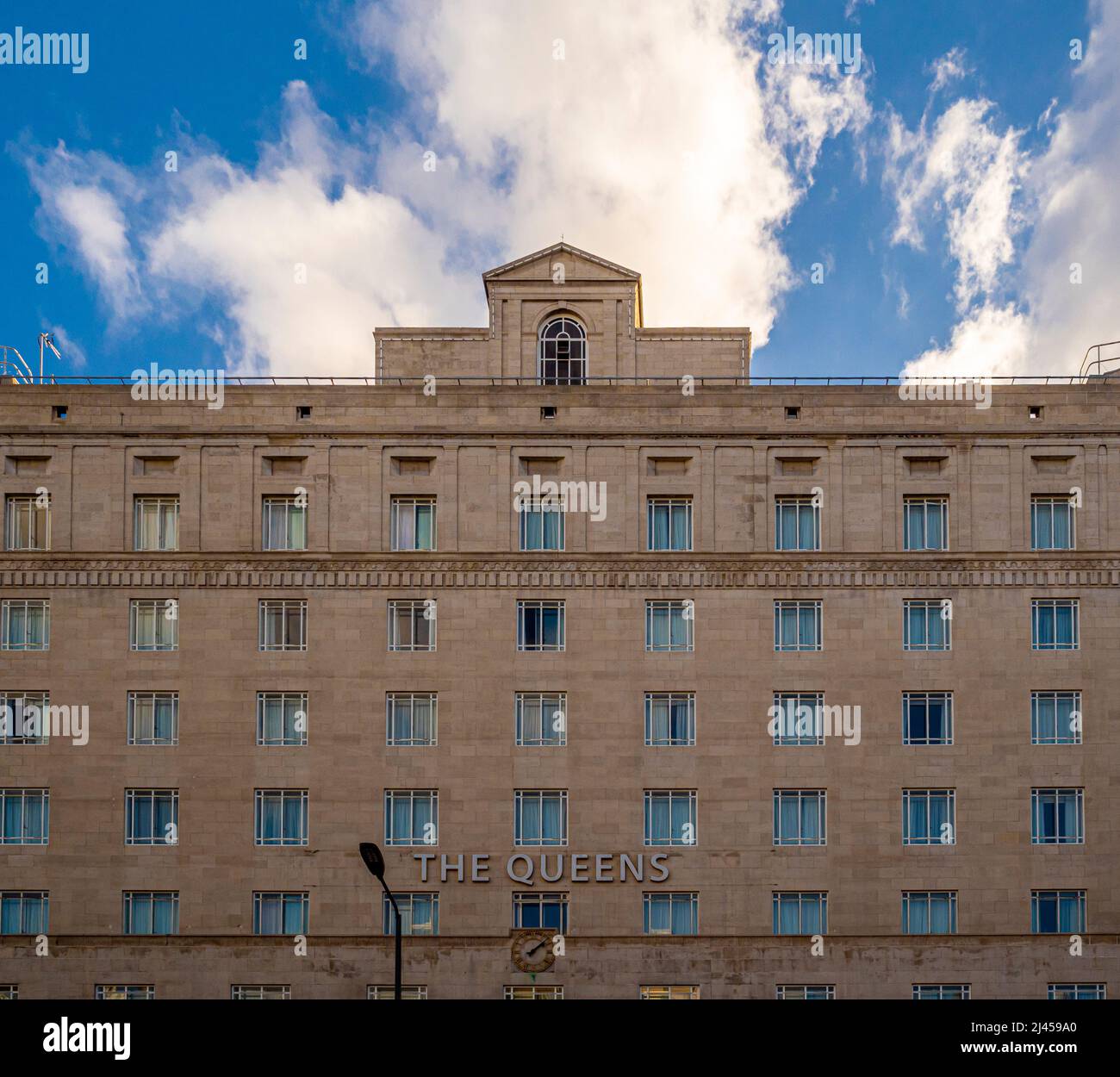 Stripped Classical style exterior façade of The Queens Hotel in City ...
