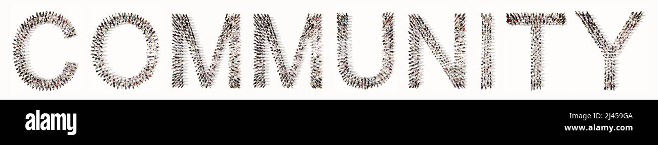 Concept or conceptual large community of people forming COMMUNITY word ...