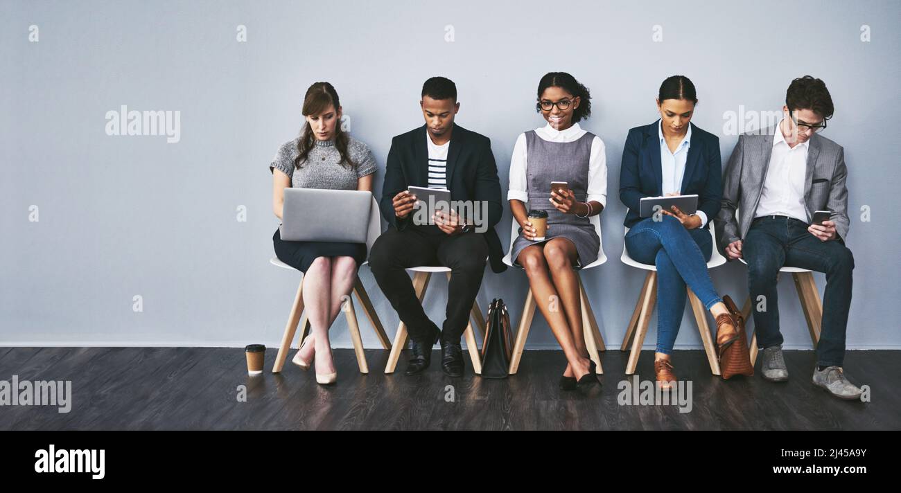 These seats are for those on the shortlist. Full length shot of a group ...