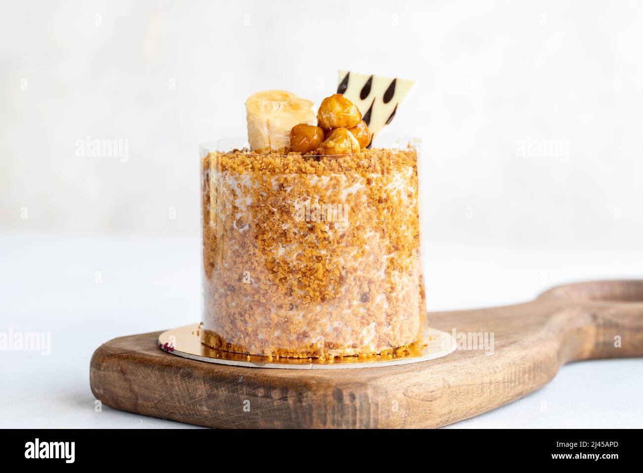 Croquant cake on a white background. Cake with croquant and cream ...