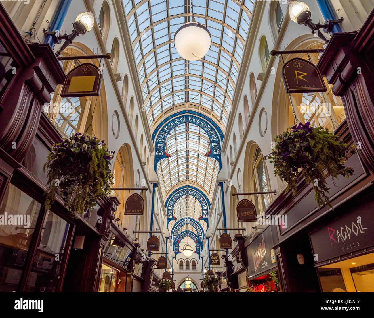 Interior pointed arch ceiling of the Victorian, Thornton's Arcade in ...