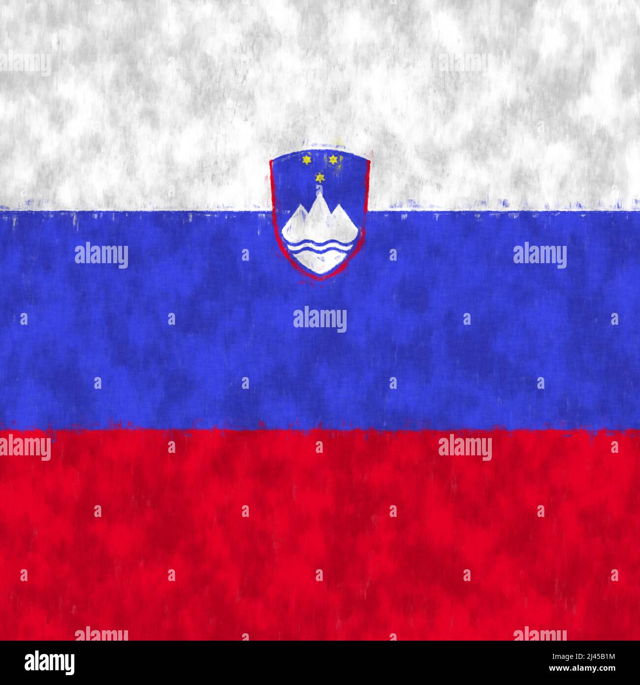 Slovenia oil painting. Slovenian emblem drawing canvas. A painted ...