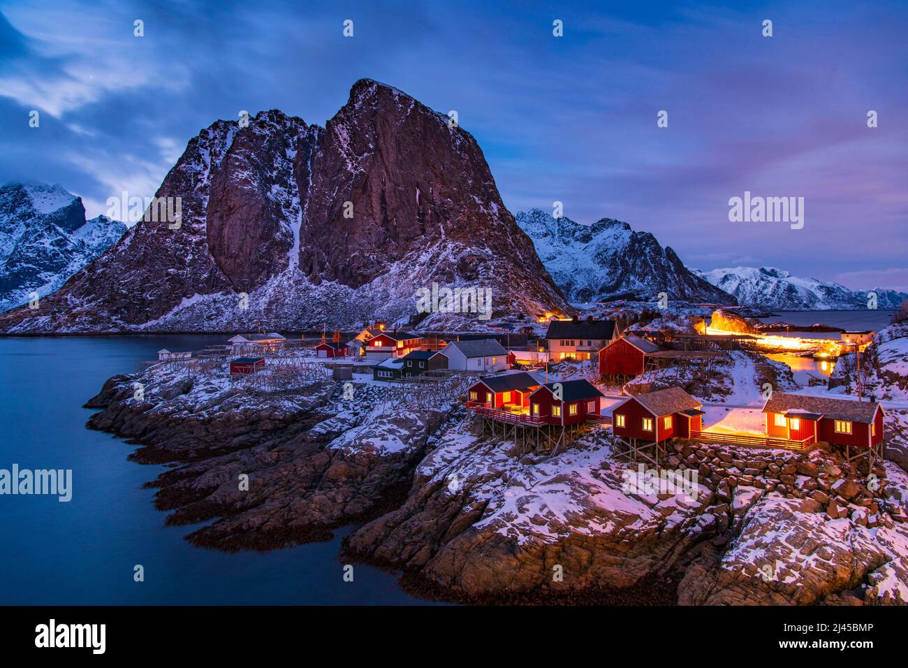 SKandinavien, Norwegen, Lofoten, Moskenes, Nordland, Ort, Berge, Dorf ...
