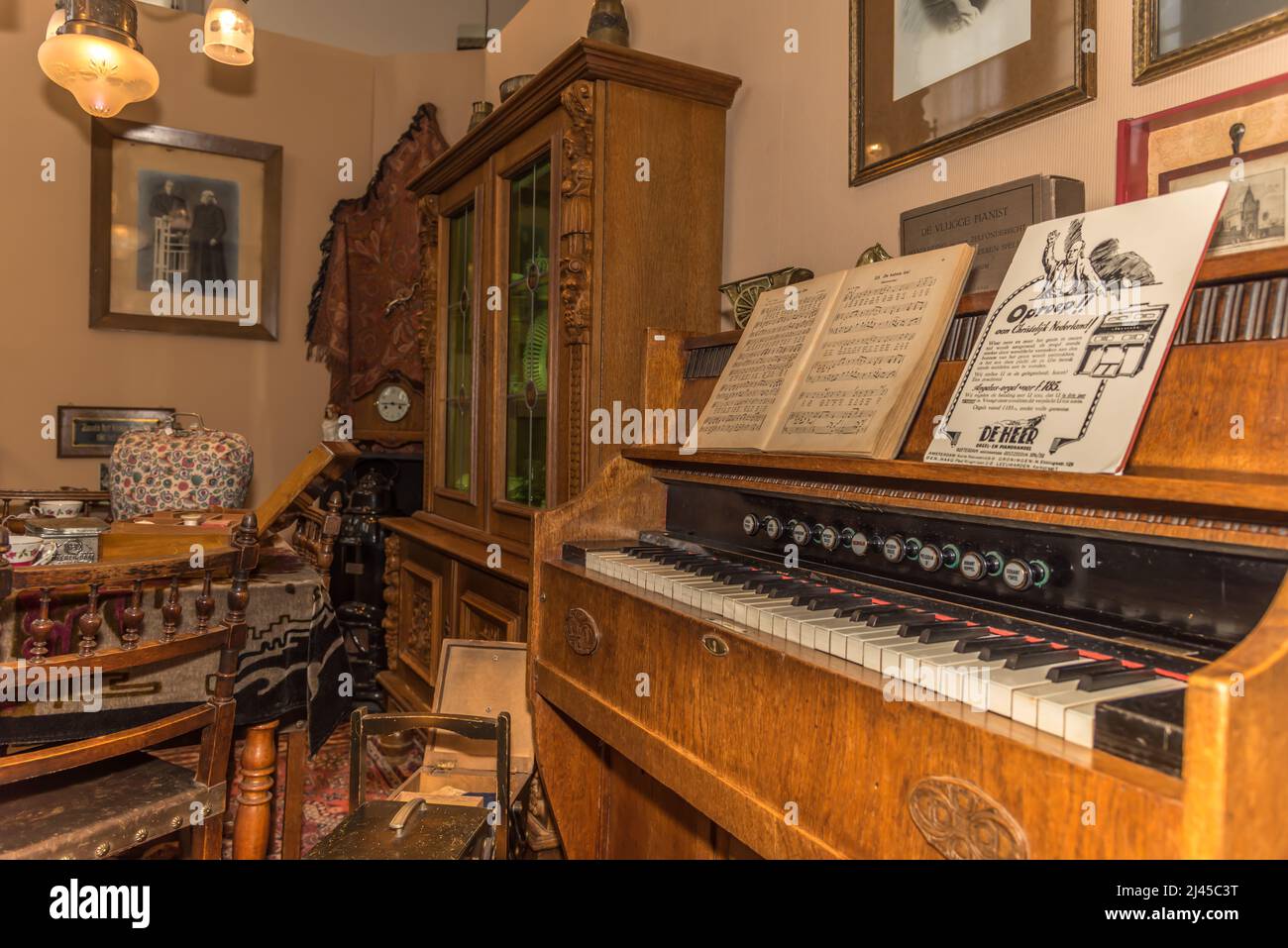 Hoorn, Netherlands, April 2022. The interior of a 1950s Dutch living ...