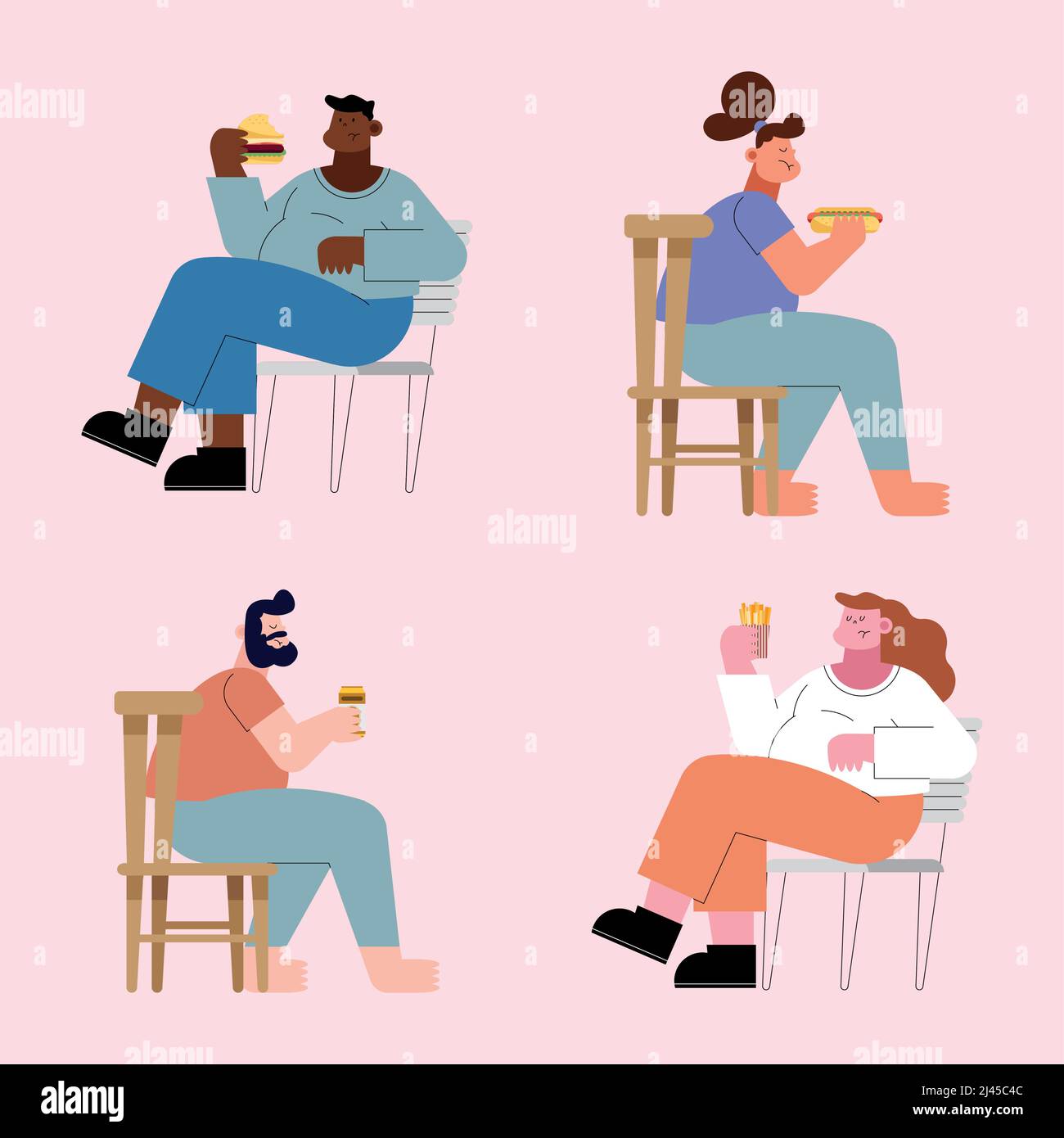 four persons eating food characters Stock Vector Image & Art - Alamy
