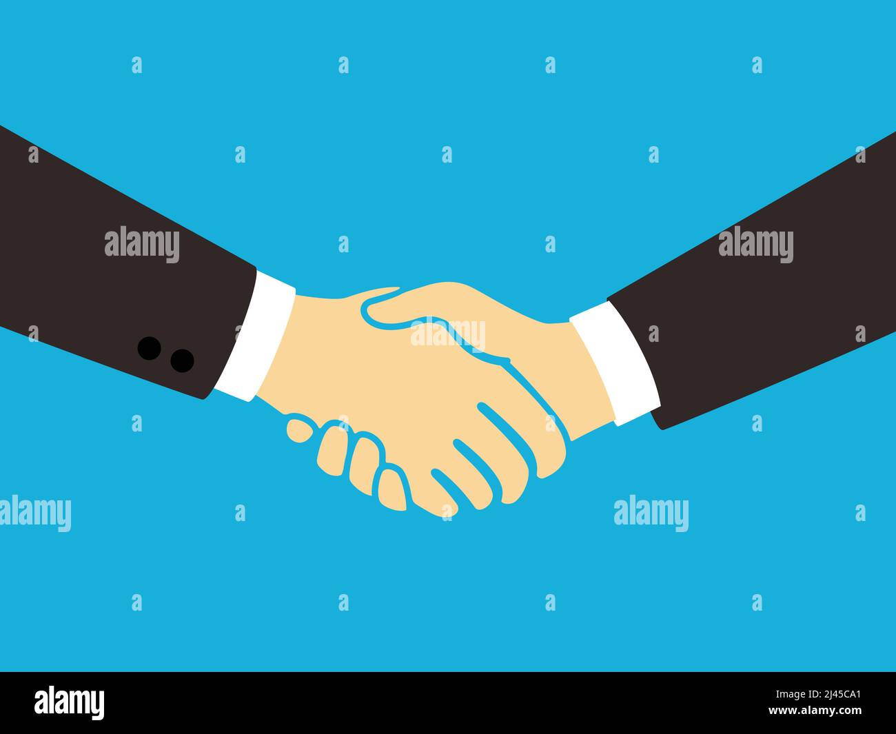 Businessmen shaking hands, blue background, vector illustration Stock ...
