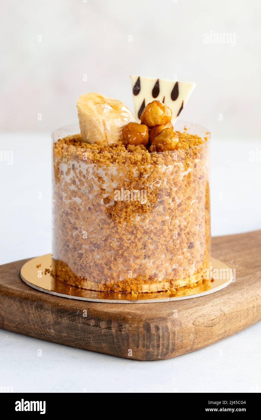 Croquant cake on a white background. Cake with croquant and cream ...