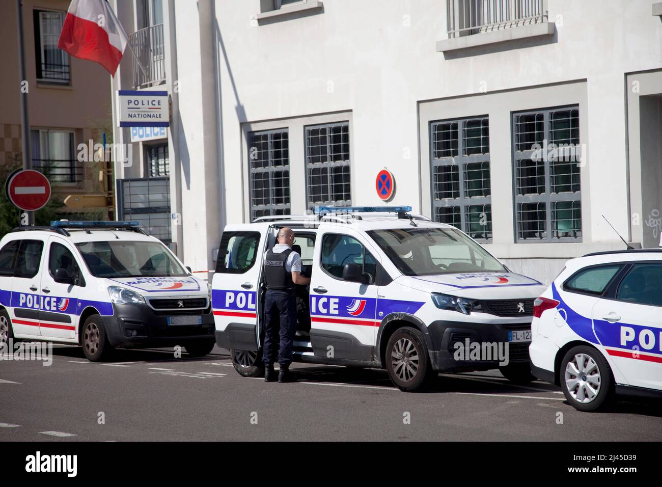 Biarritz (south-western France): police cars in front of the police ...