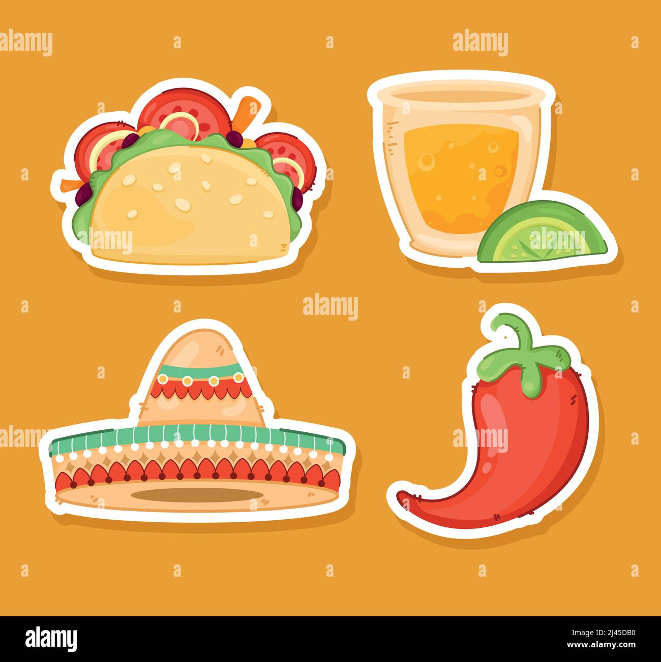 four mexican celebration set icons Stock Vector Image & Art - Alamy