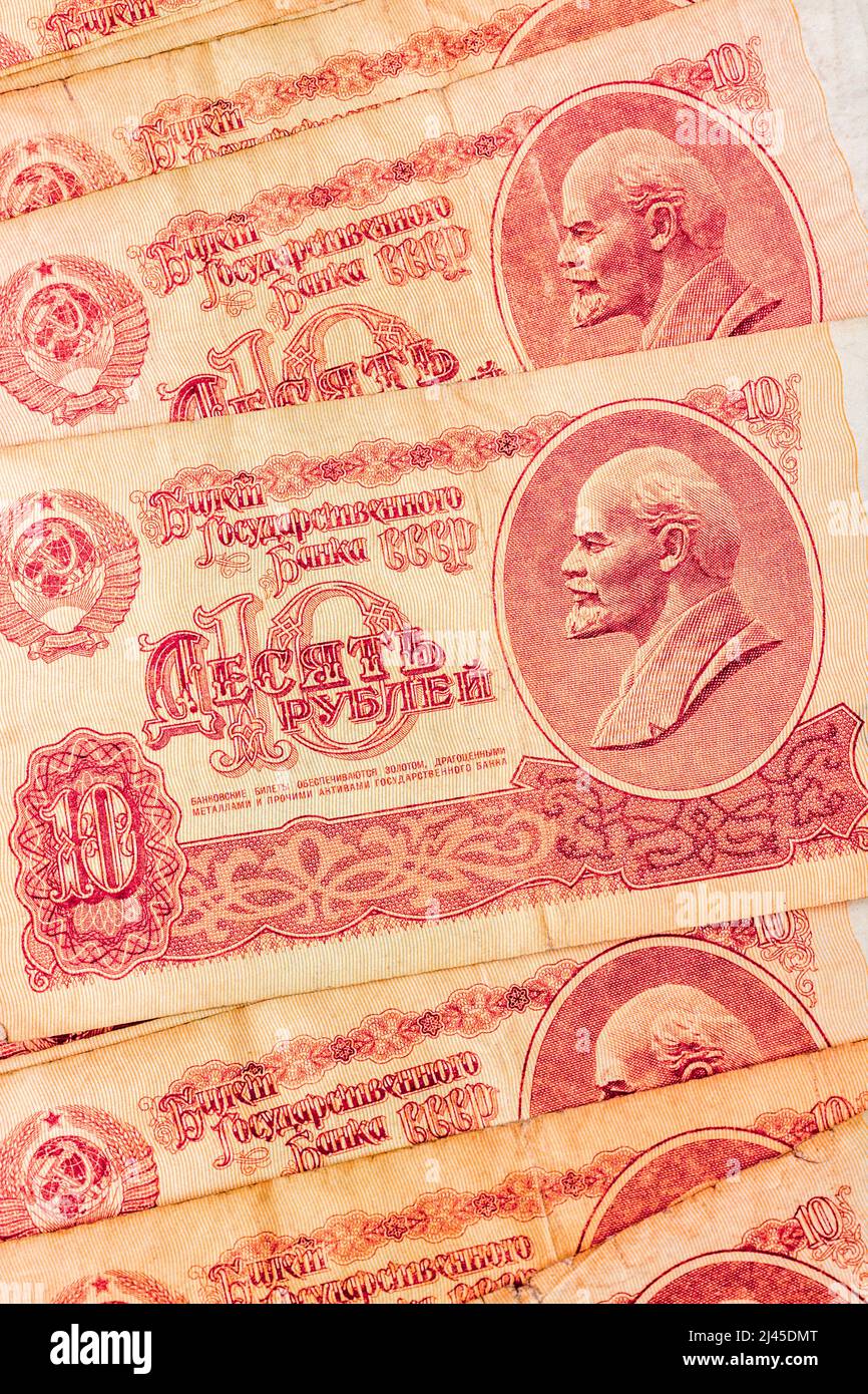 Old 1961 Soviet Russia era 10 Rouble (also Ruble) with Lenin's bust ...