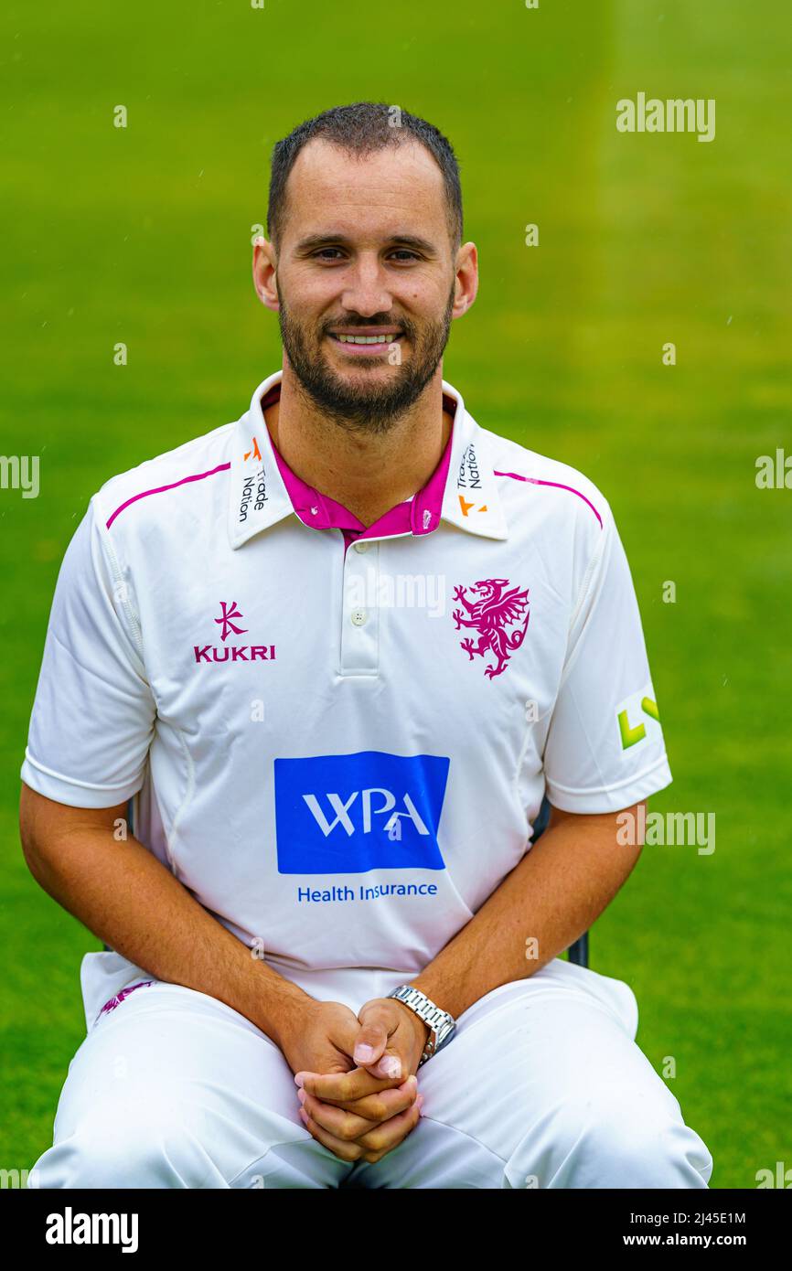 Lewis Gregory during a photocall at The County Ground, Somerset ...