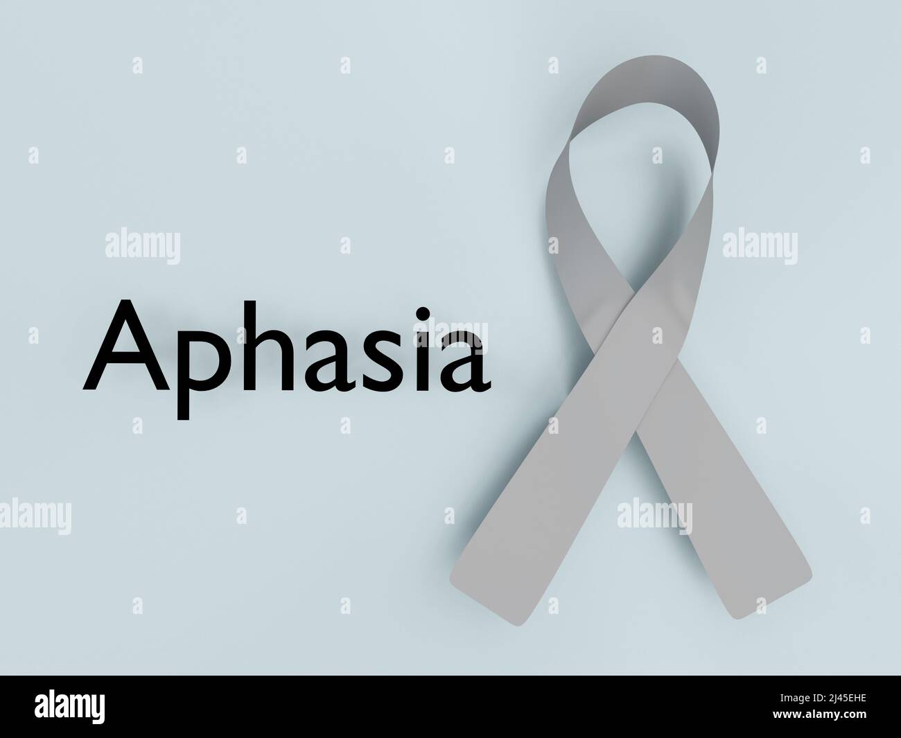3D illustration of Aphasia awareness ribbon over a pale blue background ...