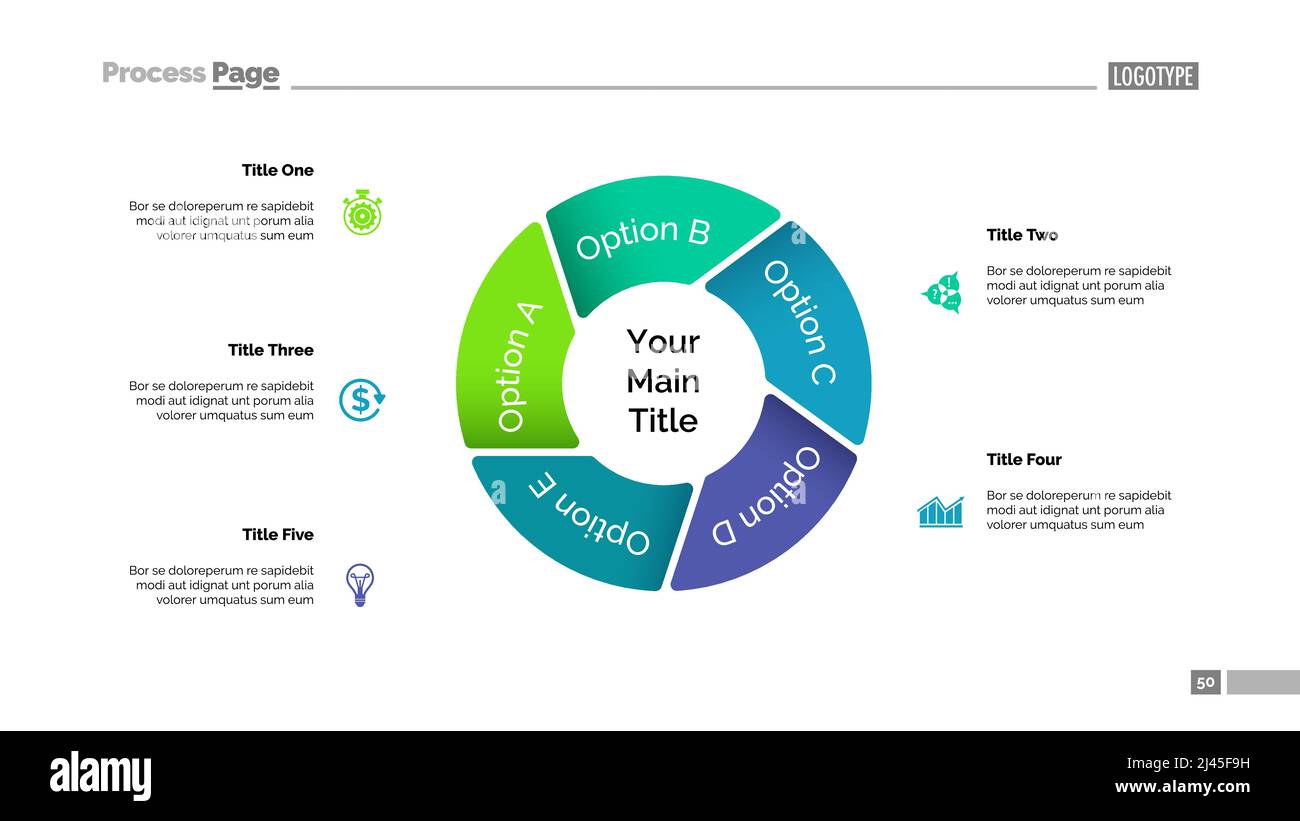 Pie chart with five elements. Diagram, option graph, layout. Business ...