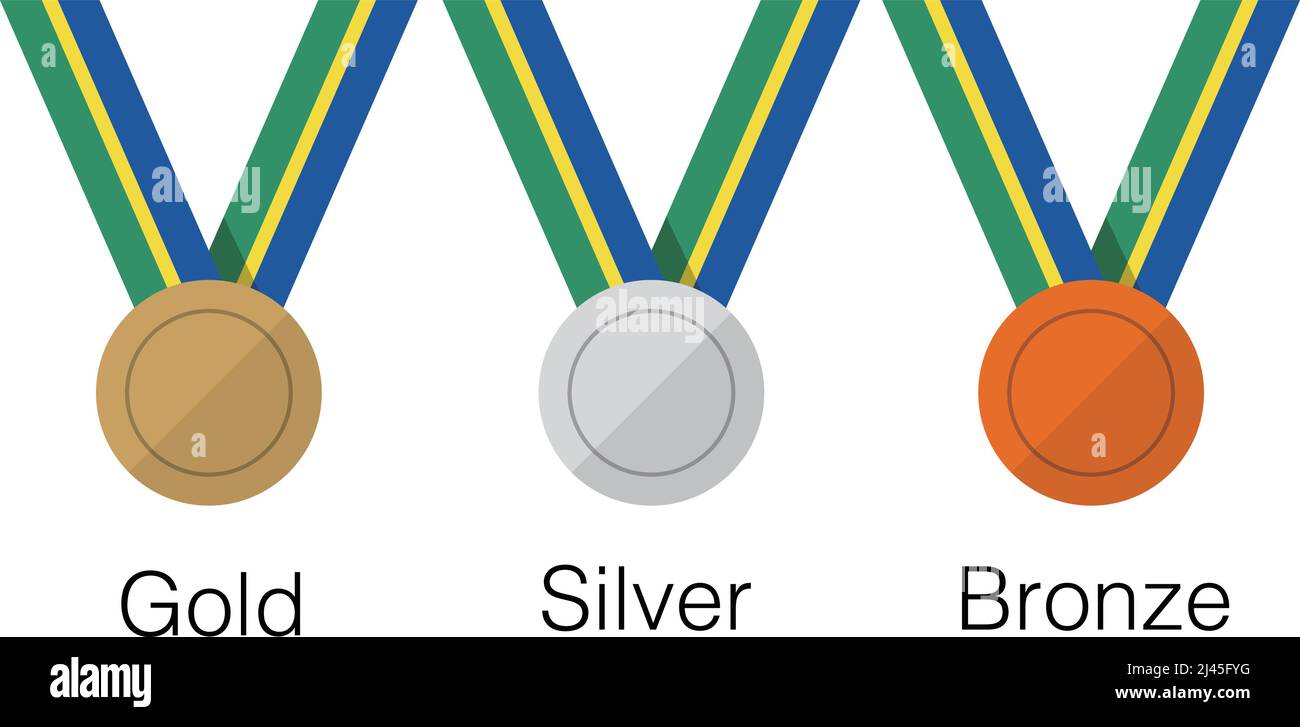 Golden sliver medals for winners vector illustration Stock Vector Image ...