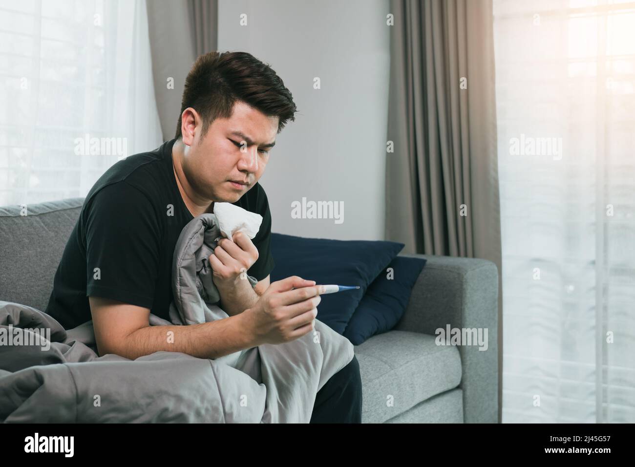 Asian people feel stressed because having cough and cold and using a ...