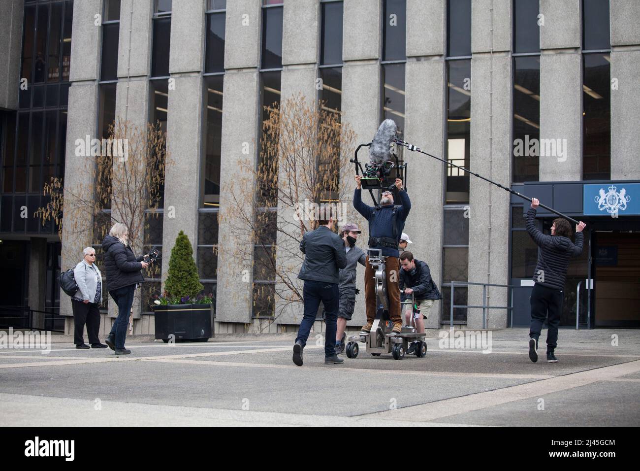 Darlington, UK. 12th April 2022. The TV drama, Vera, was filming in the ...