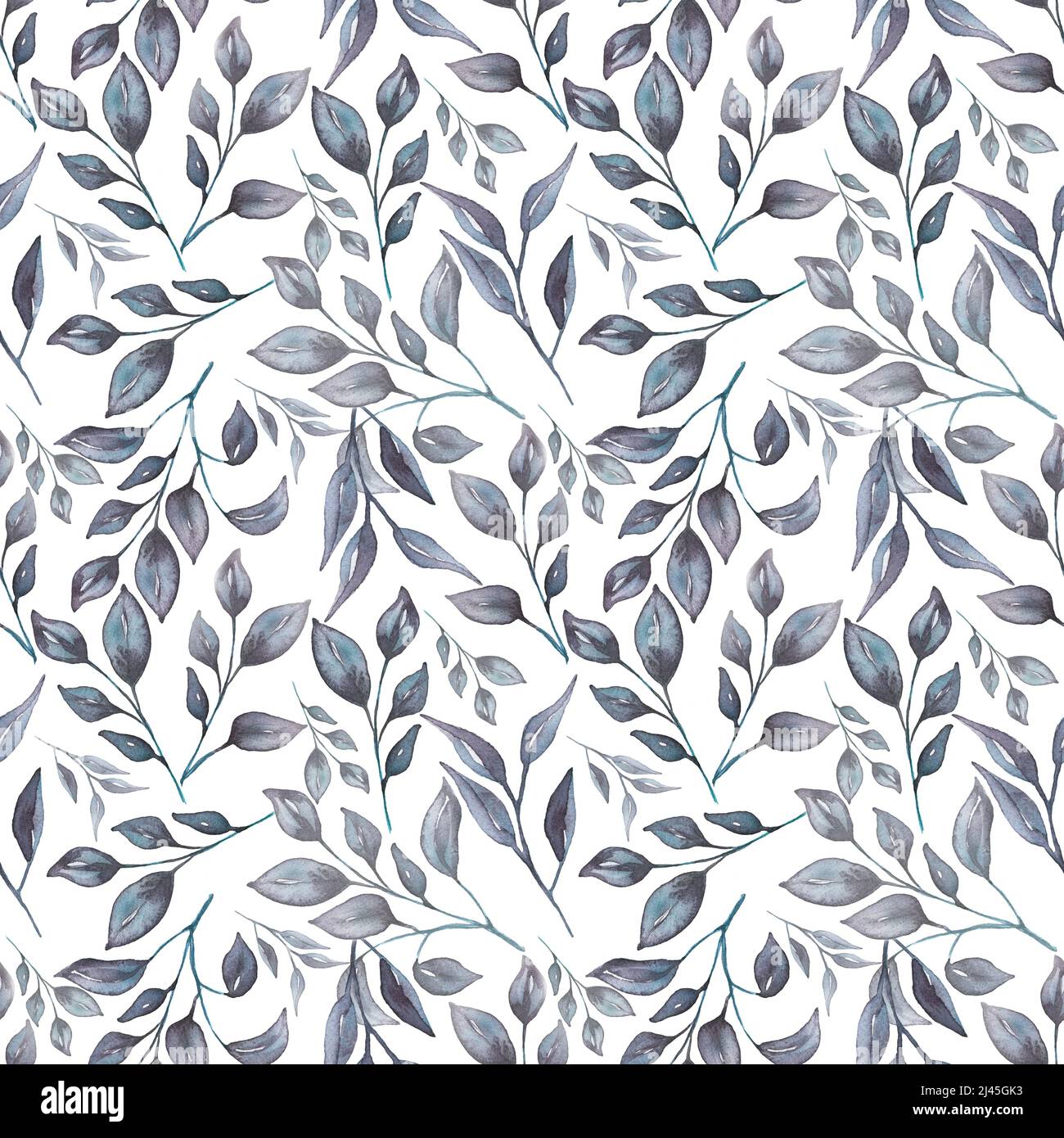 Seamless watercolor pattern with floral in trendy blue neutral colors ...