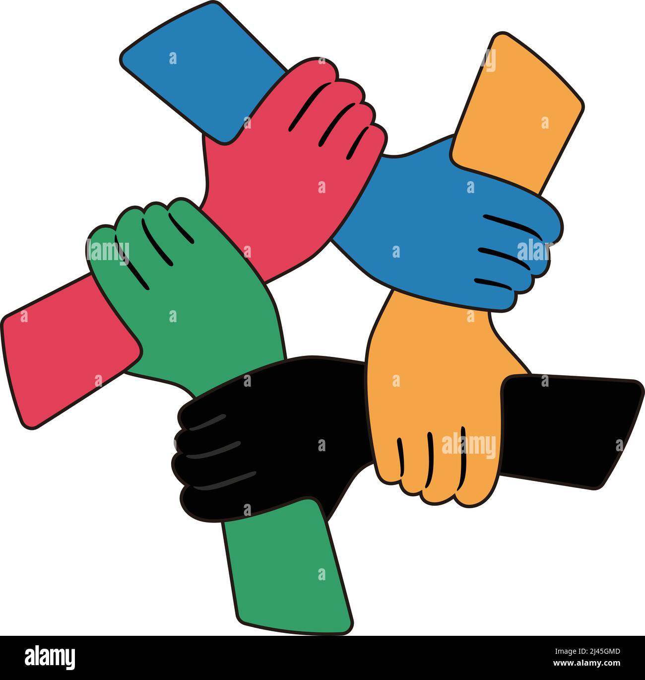 Five man shaking hands Stock Vector Image & Art - Alamy
