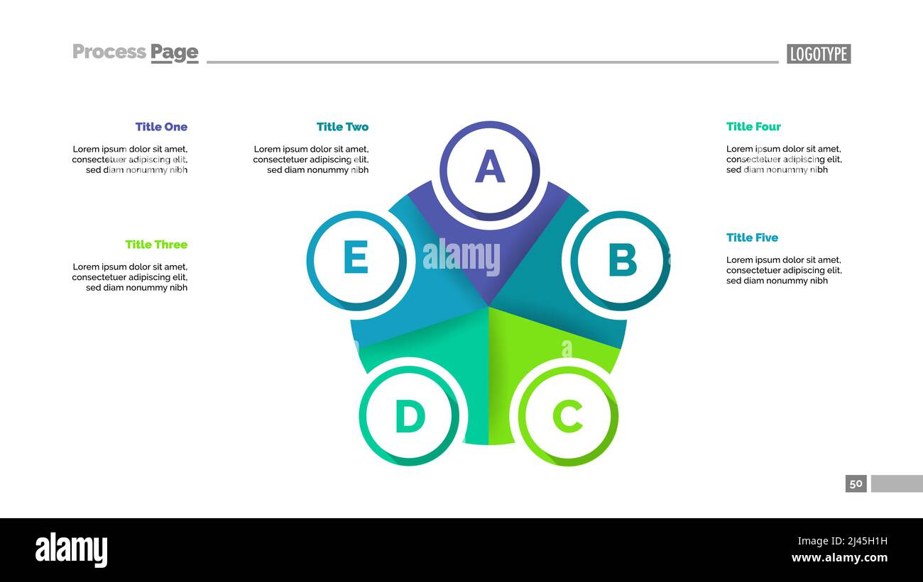 Pie diagram with five elements. Chart, process diagram, slide. Creative ...
