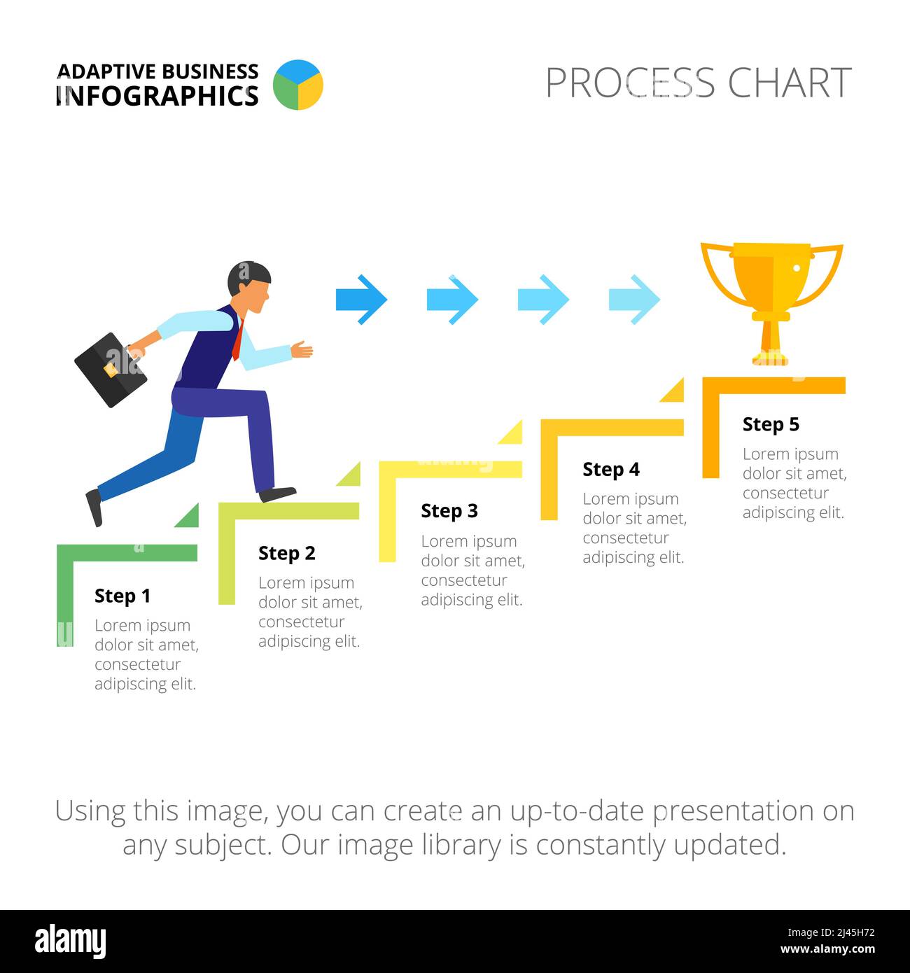 Step diagram with five elements. Metaphor chart, process diagram ...