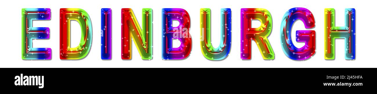 Colorful lettering with the name of the city EDINBURGH Stock Photo - Alamy
