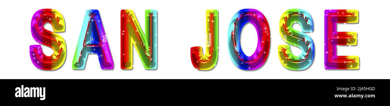 Colorful lettering with the name of the city SAN Stock Photo - Alamy