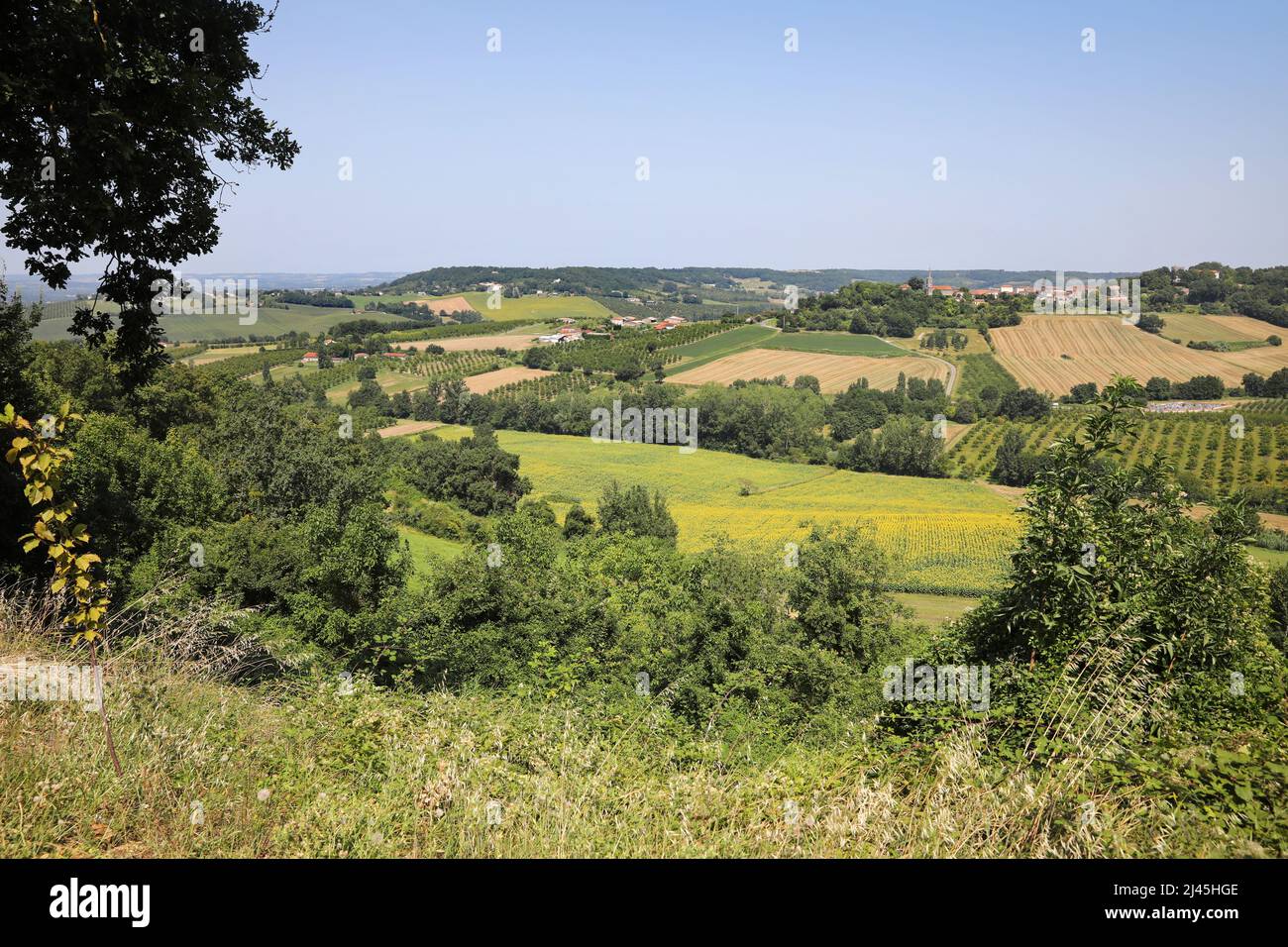 Dolmayrac (south-western France): rural landscape with cultivated ...