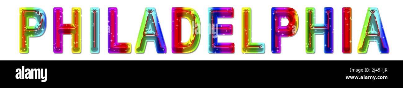 Colorful lettering with the name of the city PHILADELPHIA Stock Photo ...