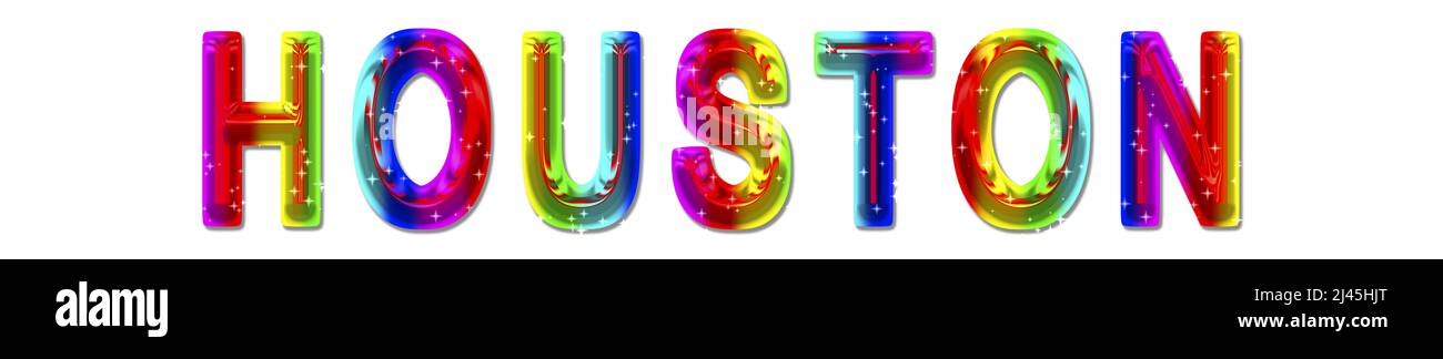 Colorful lettering with the name of the city HOUSTON Stock Photo - Alamy