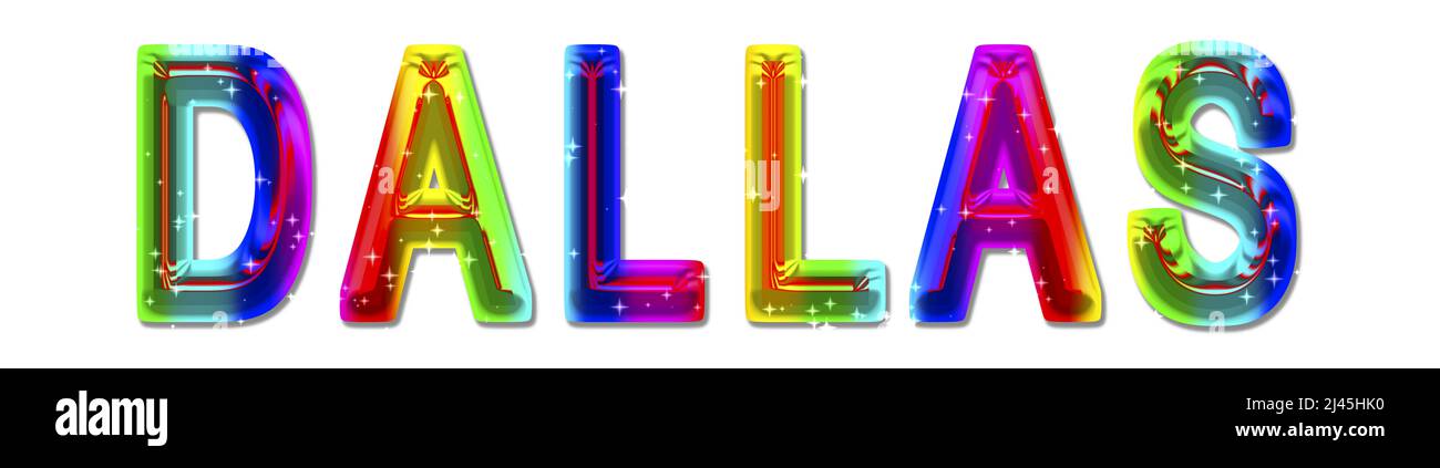 Colorful lettering with the name of the city DALLAS Stock Photo - Alamy