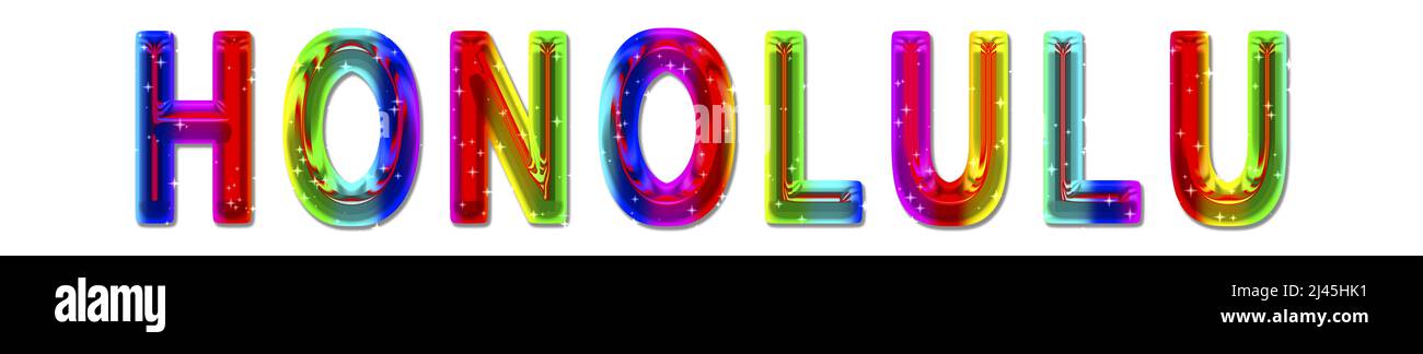 Colorful lettering with the name of the city HONOLULU Stock Photo - Alamy