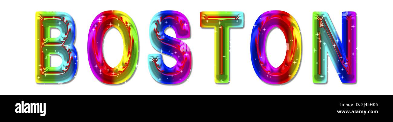 Colorful lettering with the name of the city BOSTON Stock Photo - Alamy