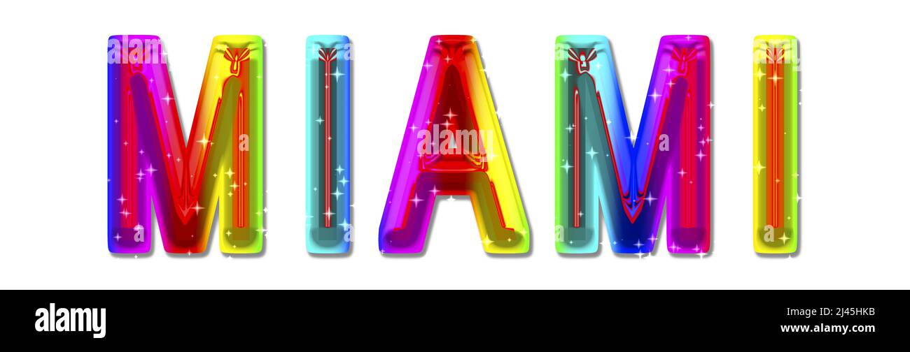 Colorful lettering with the name of the city MIAMI Stock Photo - Alamy