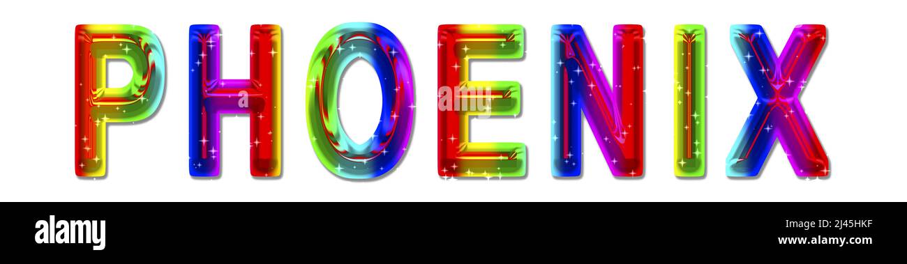 Colorful lettering with the name of the city PHOENIX Stock Photo - Alamy